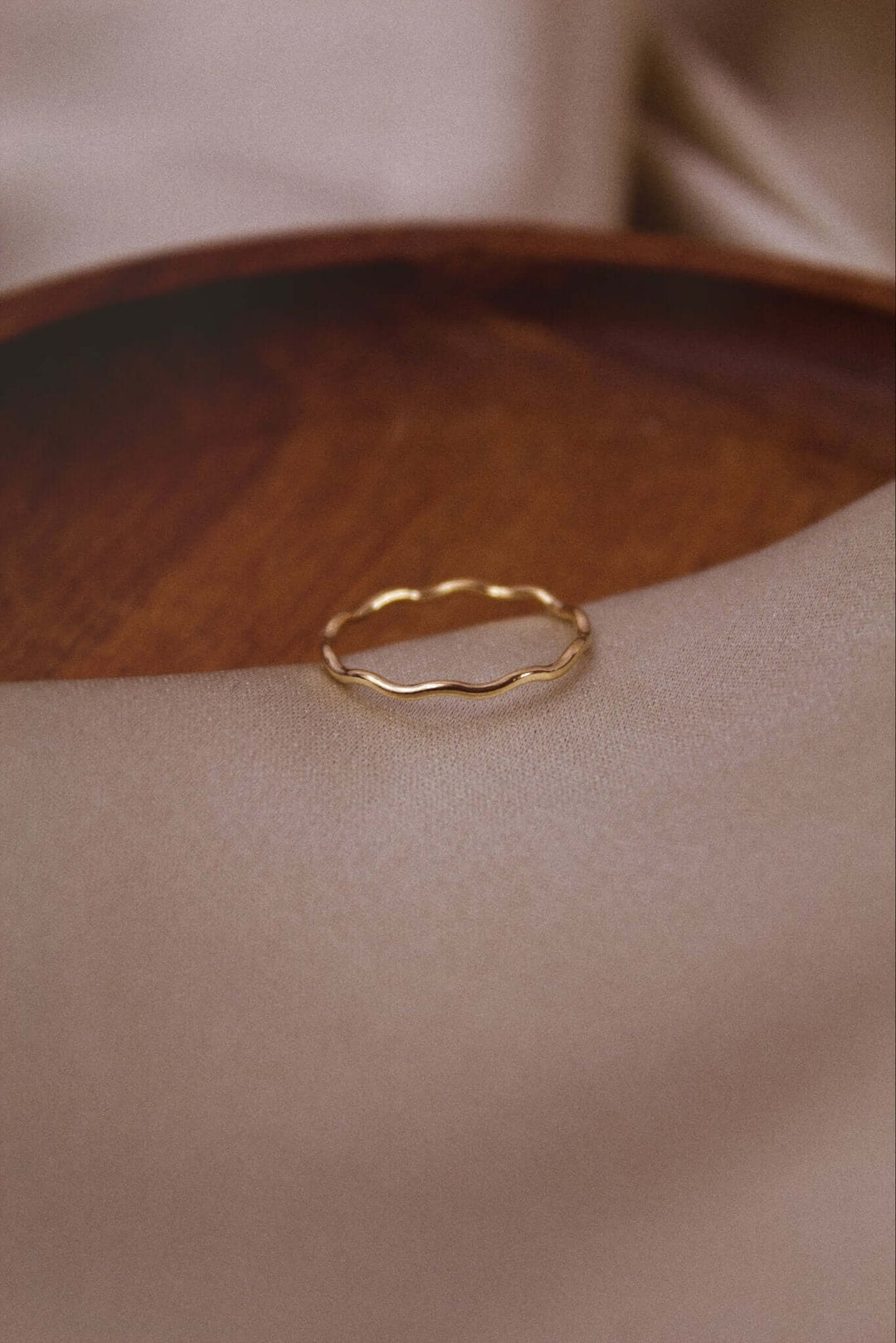 Gold Wavy Ring – 14K Gold Stacking Band – Jewellery Hut