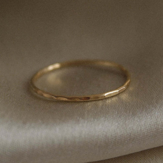 14K Gold Hammered Ring – Minimal Stacking Band – Jewellery Hut
