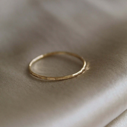 14K Gold Hammered Ring – Minimal Stacking Band – Jewellery Hut