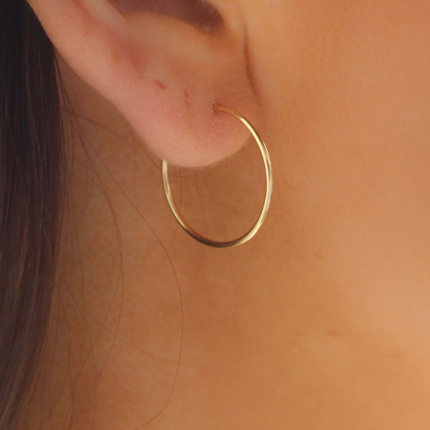 14K Solid Gold 20mm Hoops l Large Hoop Earrings l Gold Hoop Earrings ...